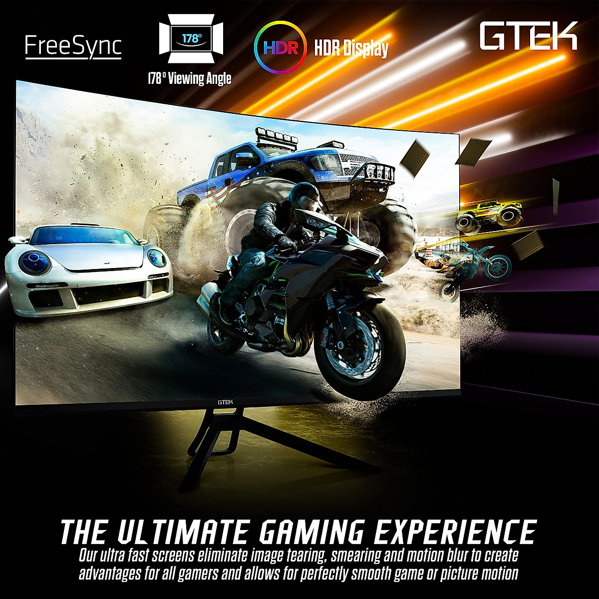 GTEK 165Hz 2K Gaming Monitor, 27 Inch Frameless Display QHD 2560 x 1440P, Curved 1800R, VA 1ms MPRT, Supports 144Hz HDR, FreeSync, DisplayPort/HDMI 2.0, VESA - Q2765VC