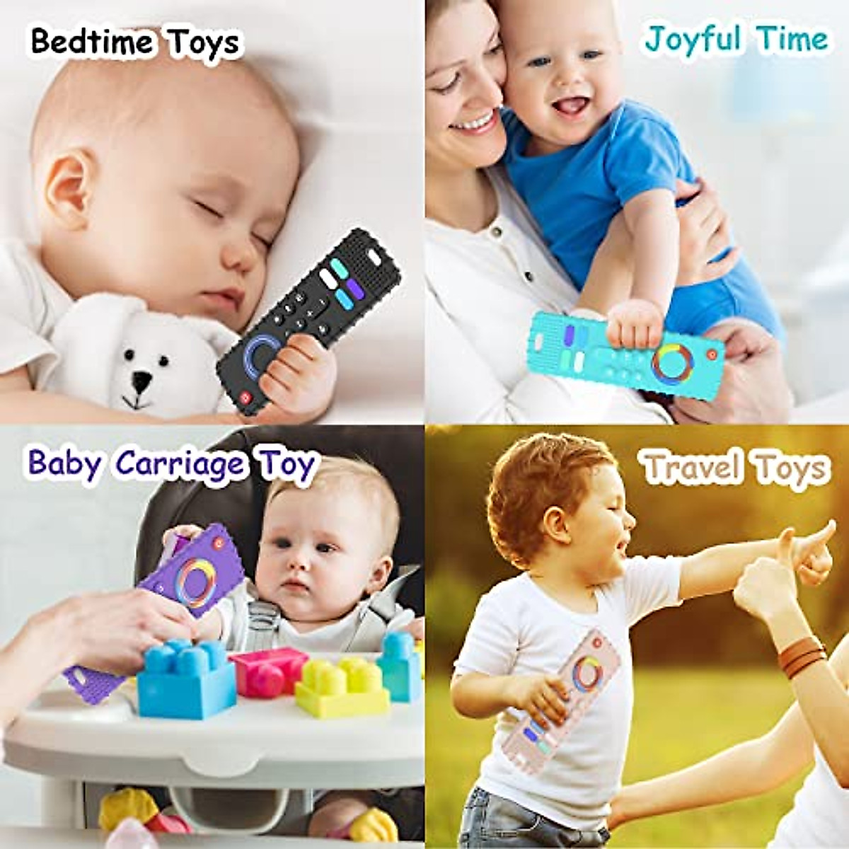 2 Pack SOLIFEGOBLE Silicone Remote Control Teether Toys for Babies s, Boys Girls Baby Chew Teething Toys(Color04)