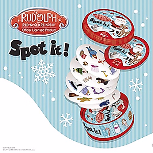 USAOPOLY Spot It! Rudolph | Fun Card Game for Kids and Adults | Featuring Rudolph, Santa Claus, Yukon Cornelius, Bumbles and More | Licensed Rudolph The Red Nosed Reindeer Game