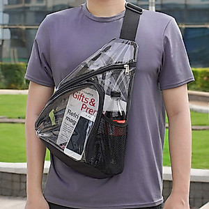 Clearworld Clear Sling Bag Stadium Approved, Multipurpose Clear Crossbody Sling Backpack,Clear Chest Bag for Travel Hiking,Stadium and Concerts