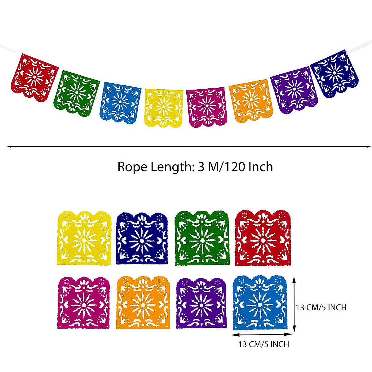 JNSAXMI Mexican Hair Felt Picado Banner,Mexican Party Fiesta Hair Felt Banners,Dia De Los Muertos Decorations Party Supplies