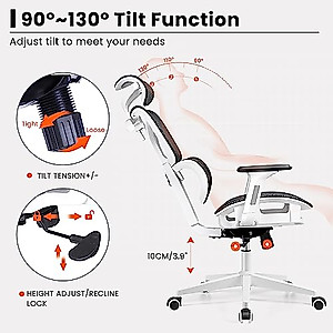 Razzor Ergonomic Mesh Office Chair High Back Desk Chair with Adjustable Lumbar Support and Headrest, 3D Flip-up Arm Computer Gaming Chair, Executive Swivel Task Chair