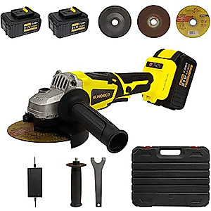 21V Cordless Angle Grinder Brushless with 2pcs 4.0Ah Battery, Charger, 125mm, 10000rpm, 3 Cutting Wheels Accessories and Carrying Case, for Cutting and Grinding