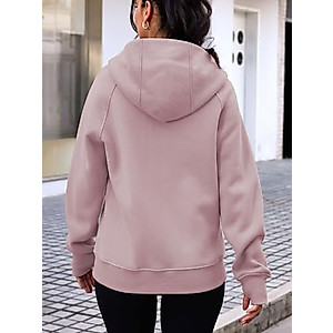 Trendy Queen Womens Zip Up Hoodies Fleece Jackets Oversized Sweatshirts Fall Fashion Outfits Sweaters Winter Clothes DarkPink M