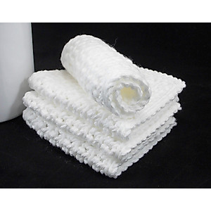 Set of 4 Handmade White 4 inch x 7 inch Rectangular Crochet Cotton Dishcloths