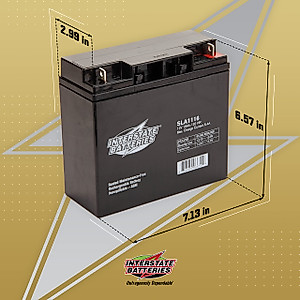 Interstate Batteries 12V 18Ah Battery (Nut & Bolt Terminal) SLA AGM VRLA Rechargeable Replacement for Solar Power, Generators, Medical Devices, Fences (SLA1116)