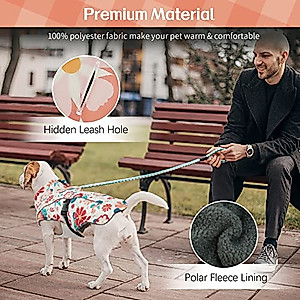 Kuoser Dog Coat, Warm Dog Jacket with Fur Collar, Turtleneck Dog Winter Coat Thicken Fleece Lining Pet Clothes, Reflective Dog Vest for Small Medium Large Dogs