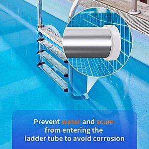 Pool Ladder Bumpers for Inground Pool - Pool Ladder Plugs Fits 1.9” Swimming Pool Ladder Tubing - Steps Inside Plug Caps for Protect Swimming Pool Liner, Rubber Ladder Foot Cover (4Pack)