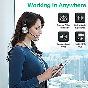 Yealink WH66 Wireless Headset Bluetooth Headset with Microphone Zoom Teams Certified DECT Headset for Office VoIP Phone IP Phone Teams Phone Workstation for UC Communication
