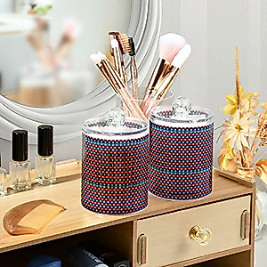 Kigai 2 Pack Plastic Jars with Lids Patriotic Stars Airtight Container for Coffee Tea Candy Food Storage, 14oz Clear Apothecary Jars Bathroom Qtip Holder Organizer for Cotton Swabs Cosmetics