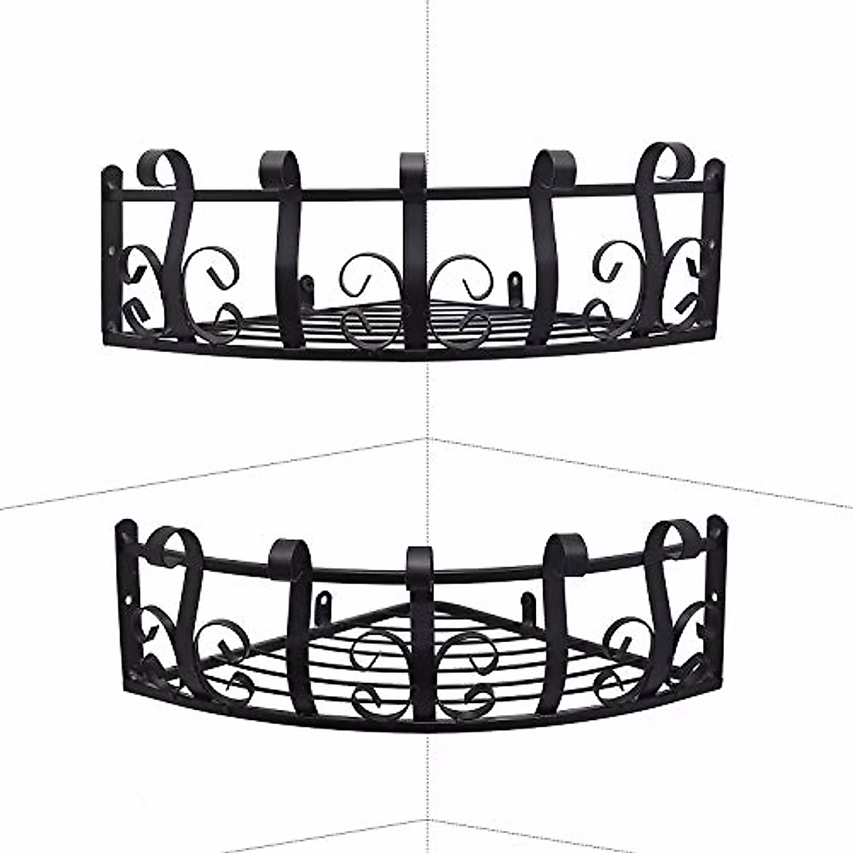 FOYO Floating Corner Shelves for Flower Plants, Metal Kitchen Corner Shelf Stand Pack of 2 (Middle Size-9'')