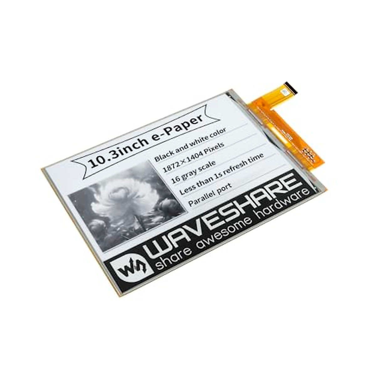 Waveshare 10.3inch Flexible E-Ink Raw Display Compatible with Raspberry Pi 4B/3B+/3B/2B/B+/A+/Zero/Zero W/WH/Zero 2W Series Boards 1872×1404 Resolution Supports Partial Refresh