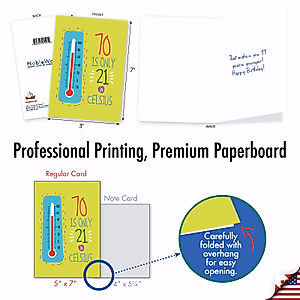 NobleWorks - 70th Birthday Card Funny - 70 Year Old Humor Notecard, Milestone Birthdays Celebration - In Celsius 70 C9350MBG