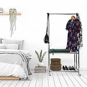 Seville Classics Closet Garment Organizer with Metal Hanging Rod Wardrobe Storage System w/Steel Shelves for Clothes, Shirts, Jackets, Coats, Blankets, Shoes