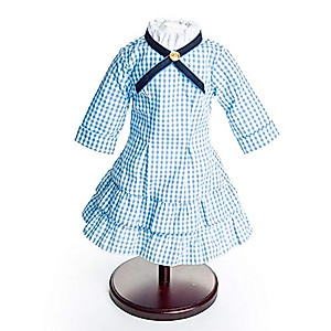 The Queen's Treasures 18 Inch Doll Clothes, Little House on The Prairie Authentic Laura & Mary Ingalls Blue Check Dress Outfit , Compatible for Use with American Girl Dolls