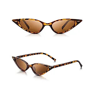Frienda Vintage Cat Eye Leopard Sunglasses Retro Cat Eye Sunglasses for Women Men Classic Retro Designer Style Leopard (Brown) (Brown)