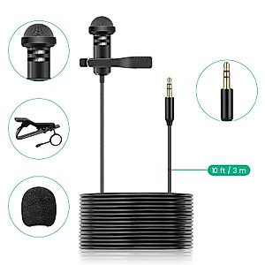 weishan Lavalier Mic Compatible with GoPro HERO11 Black, HERO10，HERO9 Action Cameras, Media Mod, Max - Lapel Microphone 3.5mm, 10ft