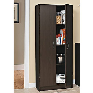 ClosetMaid Pantry Cabinet Cupboard with 2 Doors, Adjustable Shelves Standing, Storage for Kitchen, Laundry, or Utility Room, Espresso