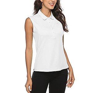 AIRIKE Golf Polo Shirts for Women Sleeveless Summer Sports Athletic Fashionable Workwear-Quick Dry Womens Tank Tops (White, X-Large)