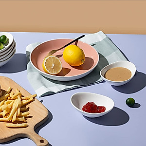 LIFVER Cutlery Set, 16"/14"/12" Turkey Platter 10" Rectangle Serving Plate 3 Oz Ceramic Dip Bowls Set- Porcelain Serving Dishes Dinner Plates for Thanksgiving Christmas Party Entertaining