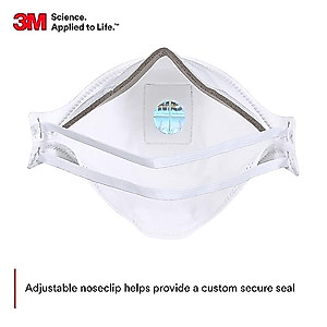 3M Aura Particulate Respirator 9211+, N95, Pack of 10 Disposable Respirators, Individually Wrapped, Cool Flow Valve, Flat Fold Design Allows for Facial Movement, NIOSH Approved, Comfort Plus, Dust