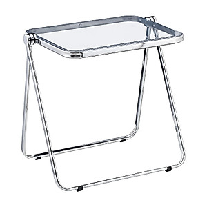 KAIHAOWIN Small Folding Table- Acrylic Morden TV Tray for Snack Dinner on Couch, Tiny Foldable Desk Writing Desk for Home Office for Small Spaces No Assembly Required