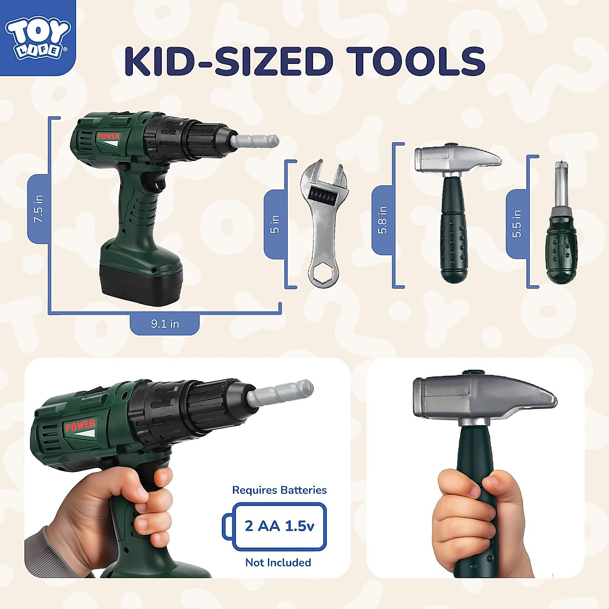 STEAM Life Kids Toddler Tool Set for Boys with Electric Toy Drill, Toy Tool Set for Toddlers, Kids Tool Box with Toy Hammer, Baby Tool Set, Tool Set for Kids Ages 3-5, Kids