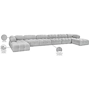 Meridian Furniture 611Grey-Sec8B Ames Collection Modern | Contemporary Modular Sectional with Rich Grey Boucle Fabric, Modular to Create Infinite Configurations, 204" W x 68" D x 28" H, Grey