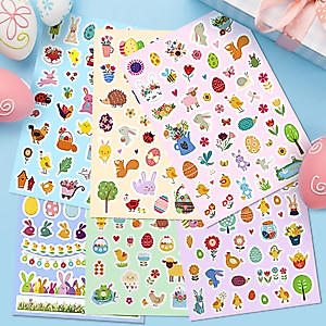 12 Sheets Easter Stickers for Kids, Easter Egg Bunny Stickers for Envelopes Cards Craft Scrapbooking Decorative, Easter Parties Favors Decorations Gift Supplies for Toddlers and Adults