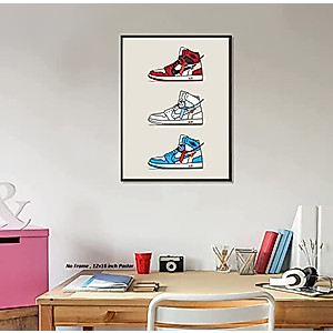 Hypebeast Air Jordan Sneakers Poster – (12x16 Inch) Unframed – AJ Wall art, Hypebeast Room Decor, Michael Jordan Poster, Sneaker Air Gym Shoes Shoebox Collection Aesthetic Cool Poster for Teen Boys Guys Men Room Dorm Bedroom Wall Decor by LIYA Design Prin