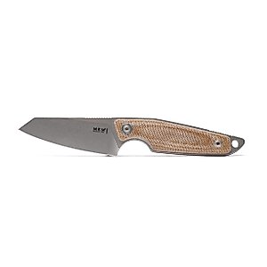 MKM Maniago Knife Makers MAKRO 2 Sheepsfoot Fixed Blade Knife and EDC Tool - M390 Super Steel, Full Tang, Designed by Jesper Voxnaes, Made in Italy, Includes Leather Sheath (Natural Micarta)