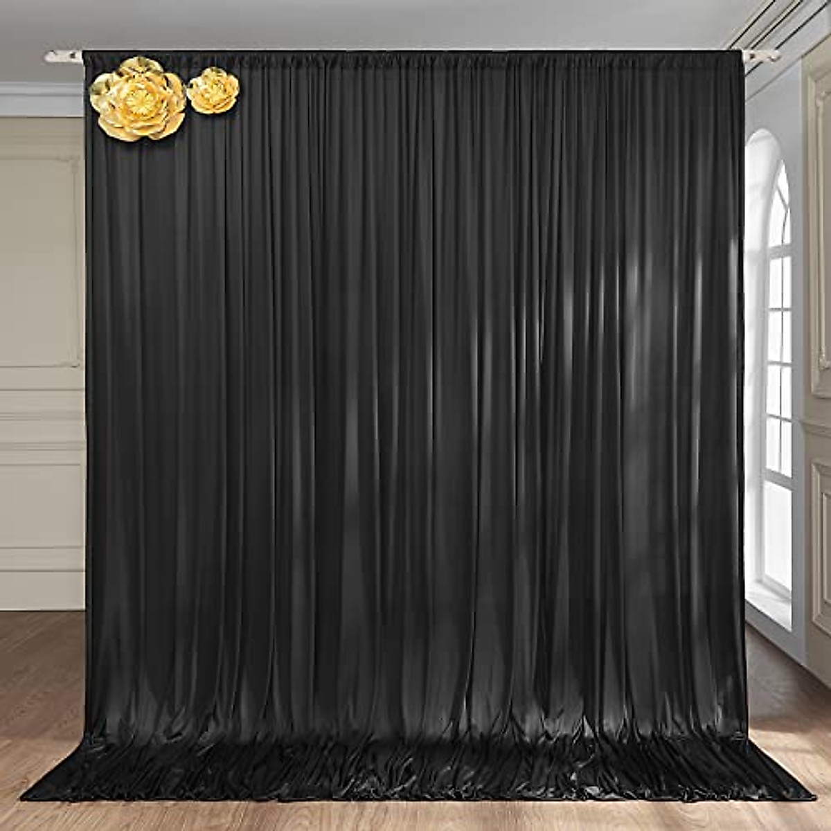 10x10ft Black Backdrop Curtain Panels, 10x10ft White Backdrop Curtains and 10x8ft Gold Sequin Backdrop Curtain Drapes for Party Home Decoration, 6 Panels