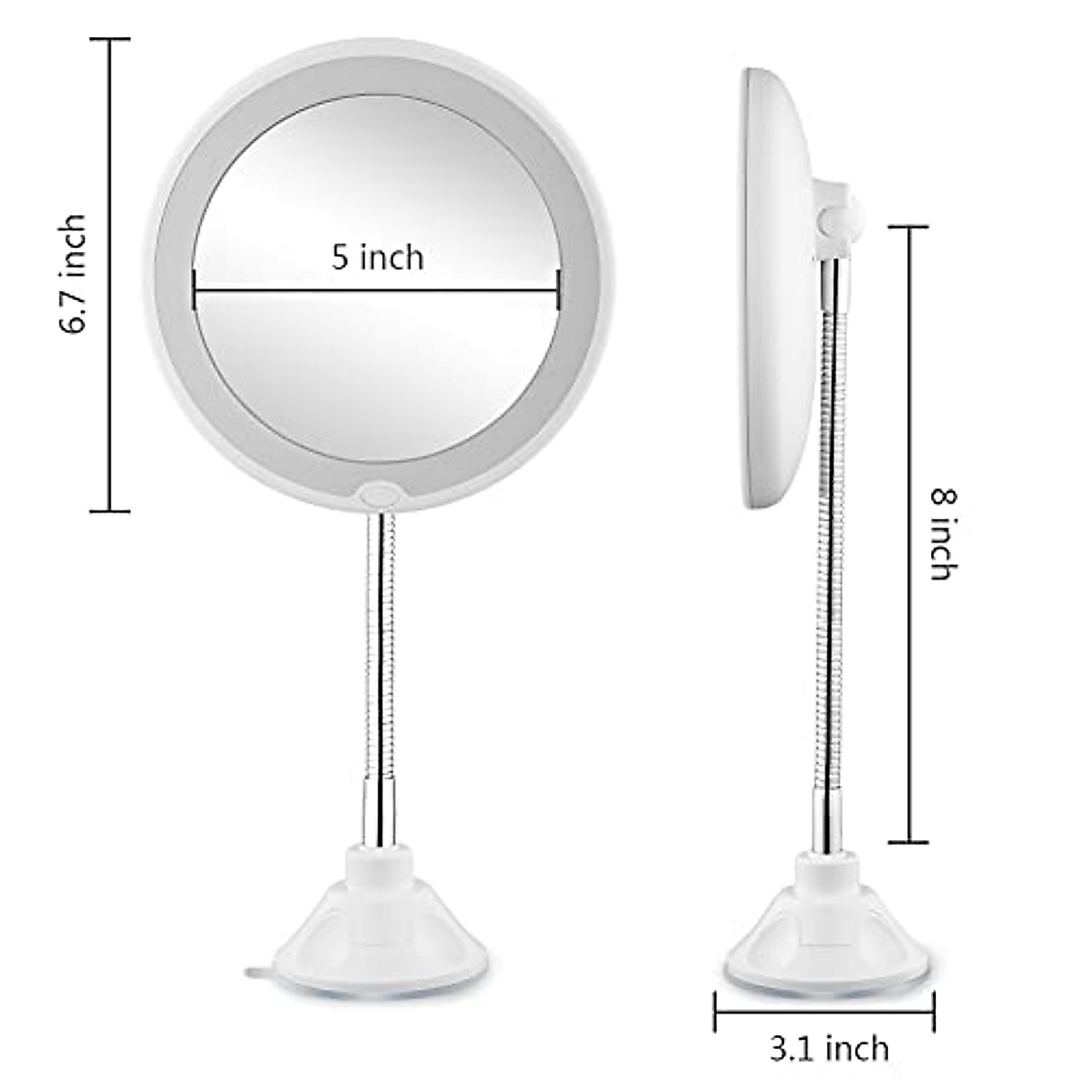 5X Magnifying Mirror with Light Makeup Mirror with Lights LED Lighted Makeup Mirror Vanity Mirror with Lights Flexible Gooseneck Mirror with Lights with Powerful Suction Cup