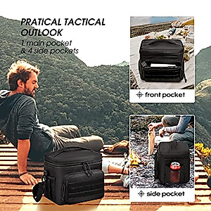 Movker Large Tactical Lunch Bag for Men - Lunch Box with Bottle Pouch, Insulated and Leakproof Cooler, Perfect for Work, Camping, and Fishing