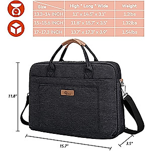 E-Tree Laptop Bag, 15.6 inch Shockproof Padded Laptop Case Briefcase Computer Bag Messenger Bag Work Bag 15 inch for Men Women Black