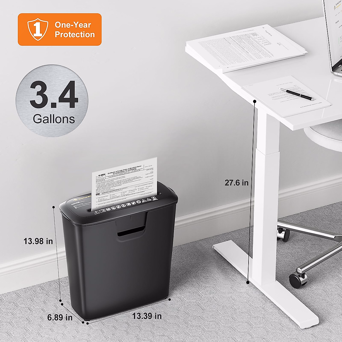 Bonsaii Paper Shredder for Home Use, 8-Sheet StripCut Home Office Shredder, CD/Credit Card Shredder Machine with Overheat Protection, 3.4 Gallons Wastebasket