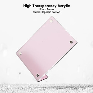 Slanted Back Photo Frame, Self Standing Photo Frame Durable Wide Application for Business Cards for Livingroom (Pink)