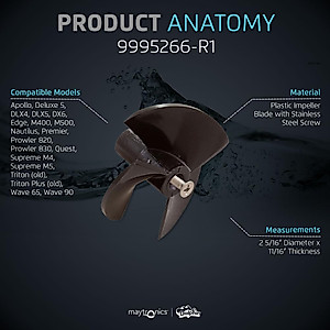 Dolphin Genuine Replacement Part - Impeller with Screw (Black) - 9995266-R1