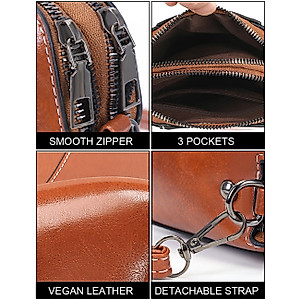 Cesssfle Leather The Happy Wind Purse Retro All-Match Vertical Cellphone Crossbody Purse for Women Western Fall Small Crossbody Purse…