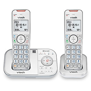 VTech VS112-27 DECT 6.0 Bluetooth 2 Handset Cordless Phone for Home with Answering Machine, Call Blocking, Caller ID, Intercom and Connect to Cell (White)
