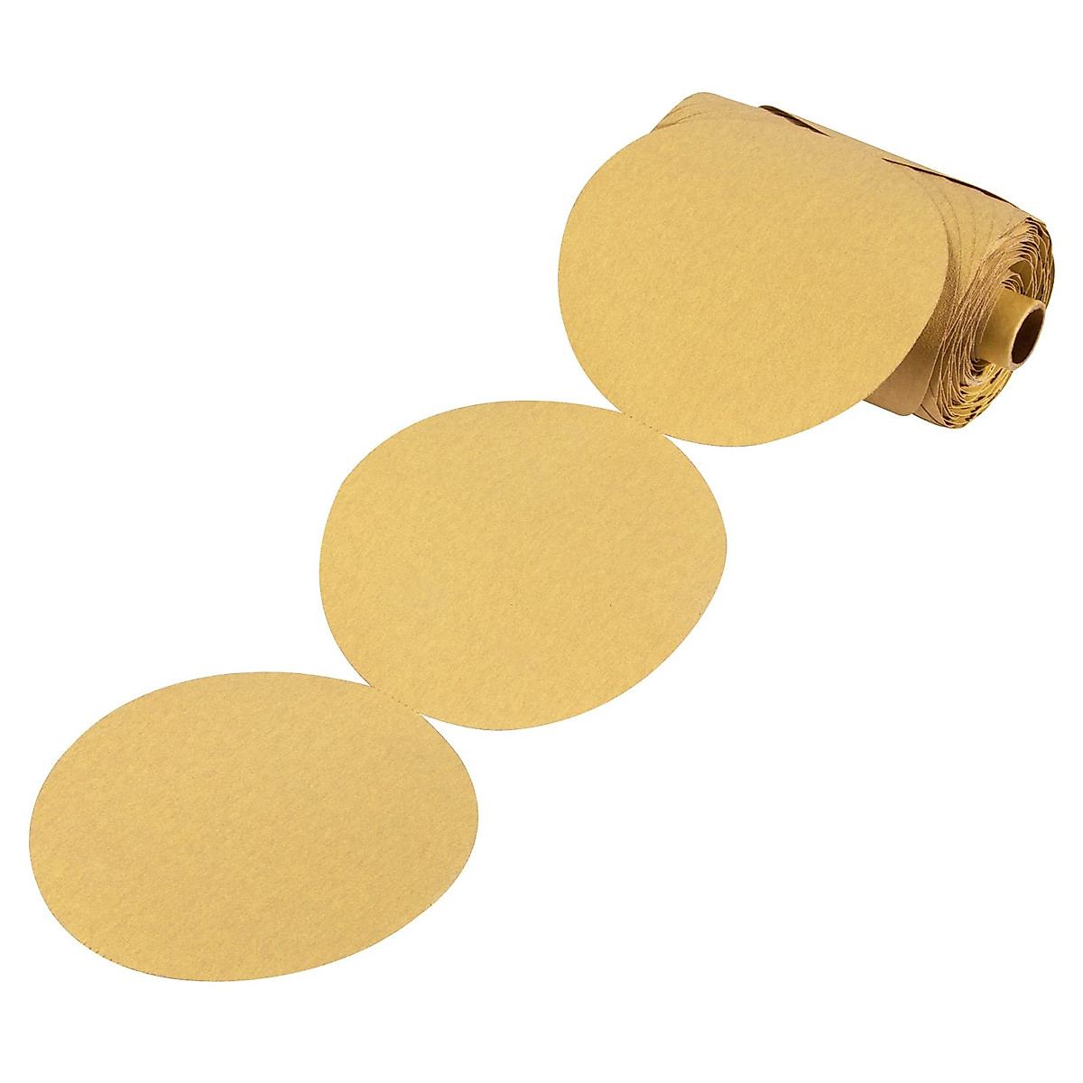 MIDO Professional Abrasive Gold PSA Sandpaper 6 Inch 100 PCS Sanding Discs 220 Grit Self Adhesive Stickyback Sandpaper Roll Aluminum Oxide Adhesive Backed Sandpaper for Wood, Metal, and Car Paint