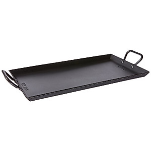Lodge CRSGR18 Carbon Steel Griddle, Pre-Seasoned, 18-inch & SCRAPERPK Durable Pan Scrapers, Red and Black, 2-Pack