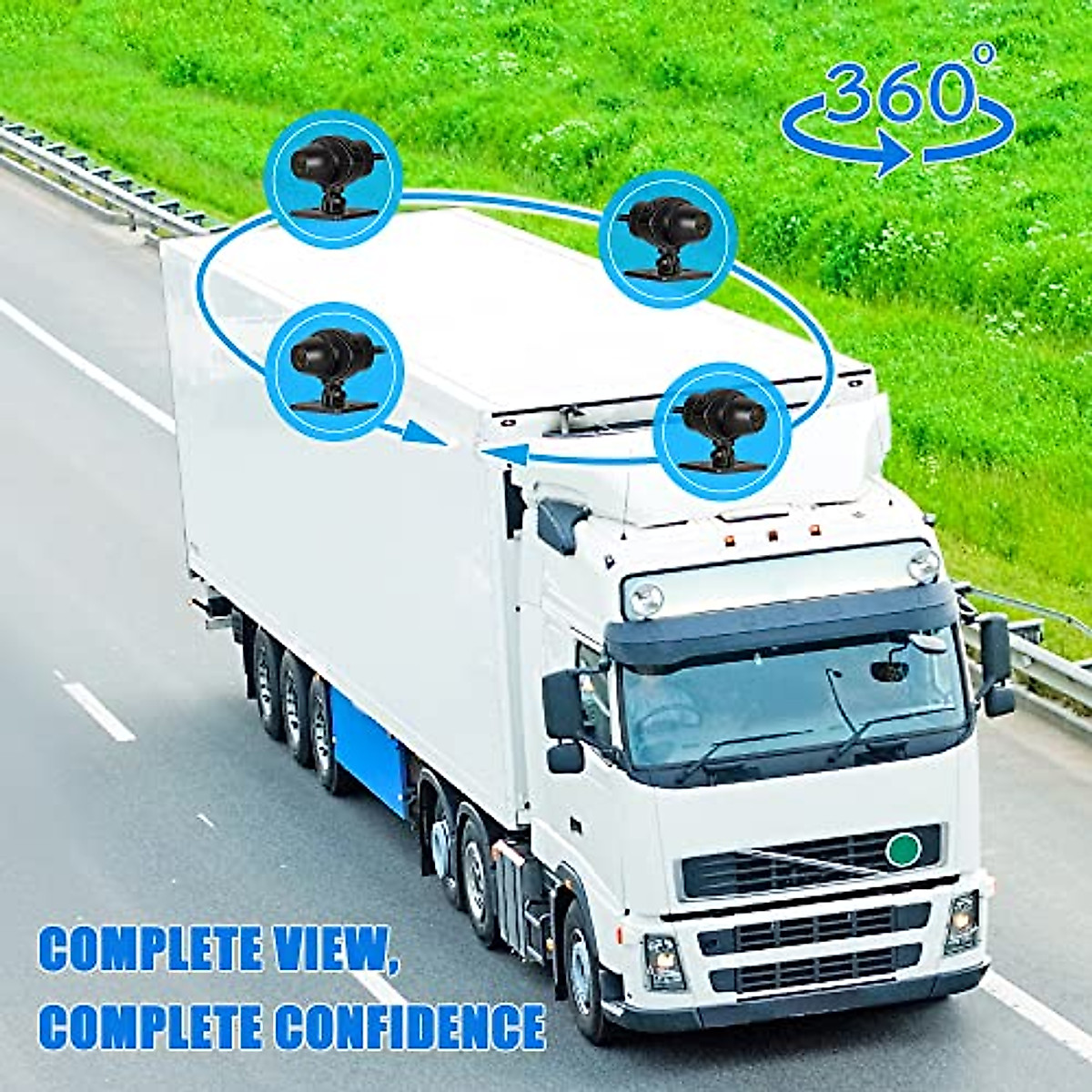 VSYSTO X10 HD Backup Camera and Dashcam System 10-inch LCD Quad Split View with 4 Channel Separate Sync Recording Waterproof Night Vision Cameras Front Rear Side View for Semi Truck Van RV Trailer