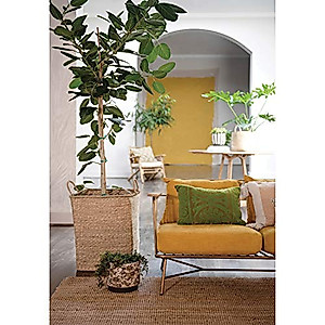 Creative Co-Op Cotton Velvet Lumbar Embroidery, Green Pillow