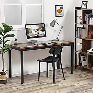 VASAGLE Industrial Computer Writing Desk, 55 Inch Office Study Desk for Laptops, Table for Office Study Living Room, Sturdy Metal Frame, Easy to Assemble, Rustic Brown