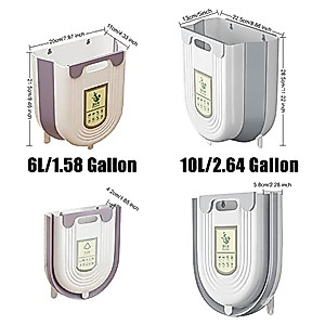 2Pack Hanging Kitchen Trash Can Compost Bin Portable, 10L+6L Wall Mounted Foldable Small Garbage Can Under Sink Waste Bin for Car Camping Outdoor Bedroom Bathroom Office