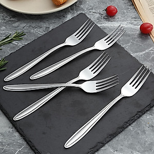 24 Pcs Forks and Spoons, Unokit Forks and Spoons Silverware Set, Food Grade Stainless Steel Silverware Set, 12 Dinner Spoons and 12 Dinner Forks, For Home/Kitchen, Mirror Polished and Dishwasher Safe