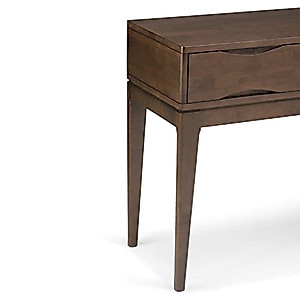 SIMPLIHOME Harper SOLID WOOD 54 inch Wide Mid Century Modern Console Sofa Entryway Table in Walnut Brown with Storage, 3 Drawers , for the Living Room, Entryway and Bedroom