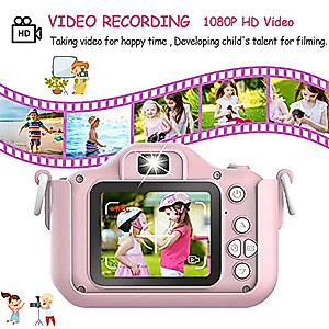 URMAGIC Kids Camera for Girls and Boys,2 Inch HD Screen 2000w Dual-Camera, Children Camera Digital Video,32GB SD Card Include, Kid Toys Gift for Christmas Birthday, for 3 - 12 Years Old Boys Girls