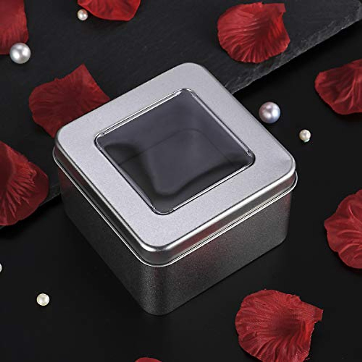 UPKOCH Clear Square Empty Tin 10PCS Metal Rectangular Empty Tins- Portable Box Containers Small Storage Kit& Home Organizer small tins with lids craft containers for Candies, Gifts- Square Tin